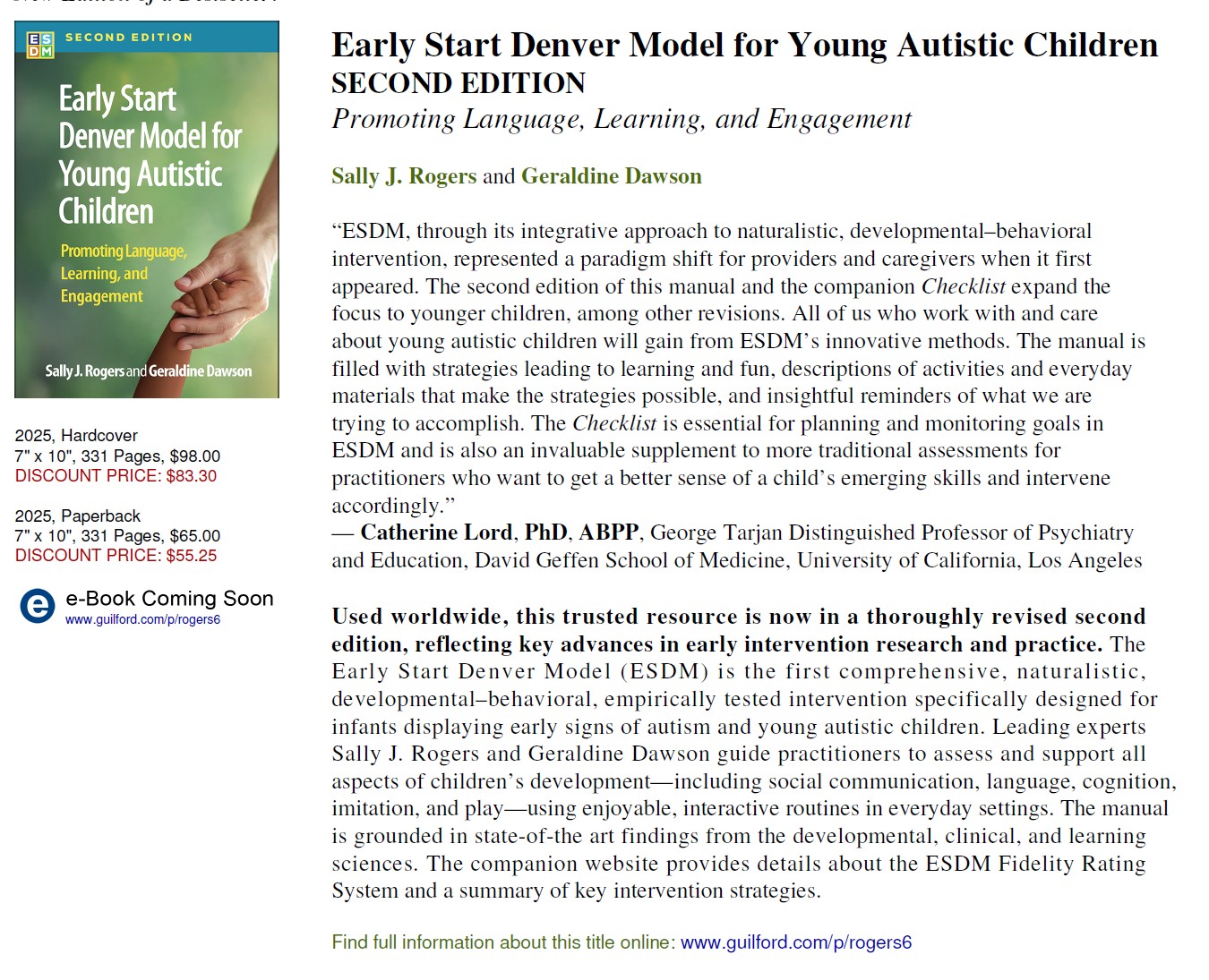 Second Edition of the Early Start Denver Model Available in December ...